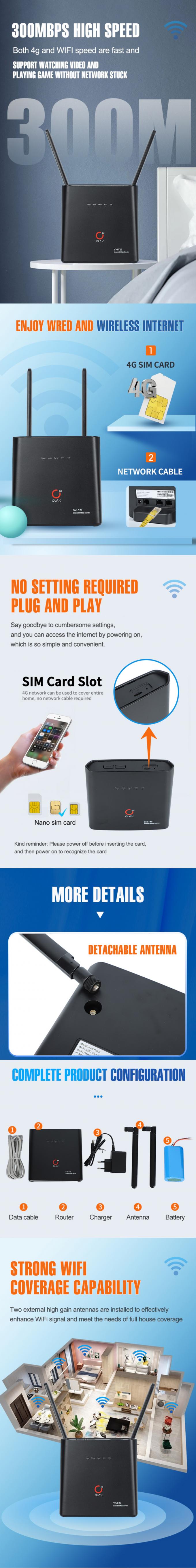 OLAX AX9 Pro B 300mbps 4g B1/3/5/7/28/38/40 4g router 4000mah battery ...
